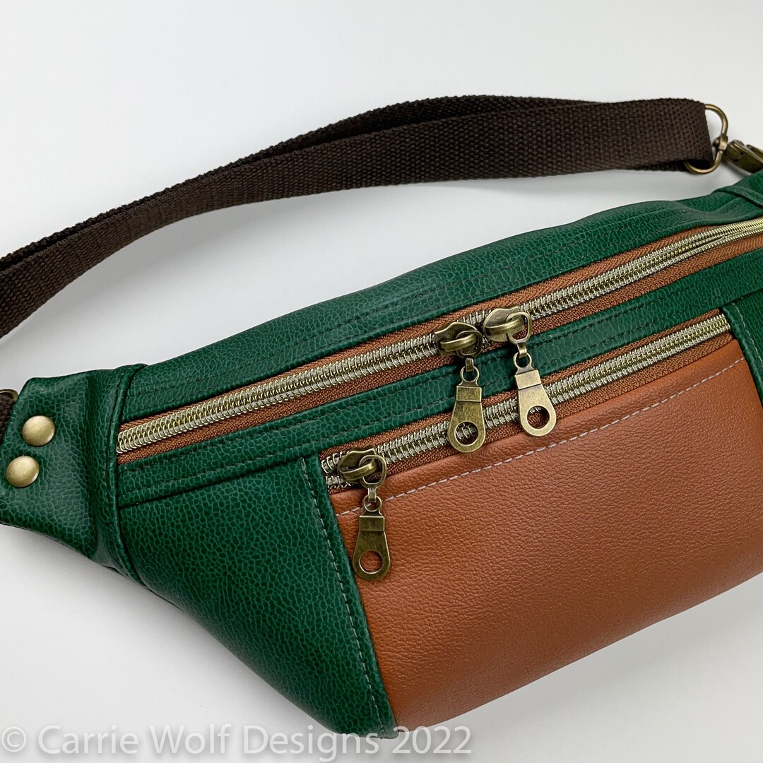 Fanny Pack Bumbag Chest Bag Belt Bag Waist Bag Dark Green and Rust Faux ...