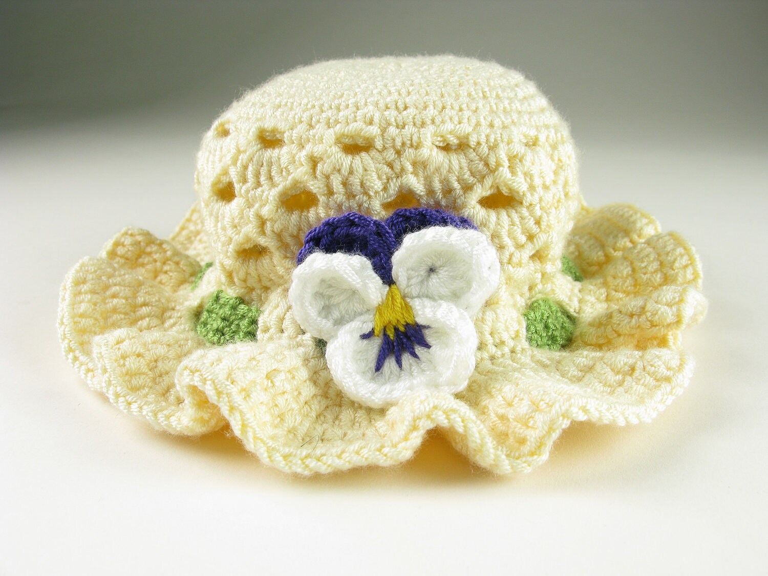 Crochet Pansy Easter Bonnet Toddler Baby Hat Digital Download PDF ...
