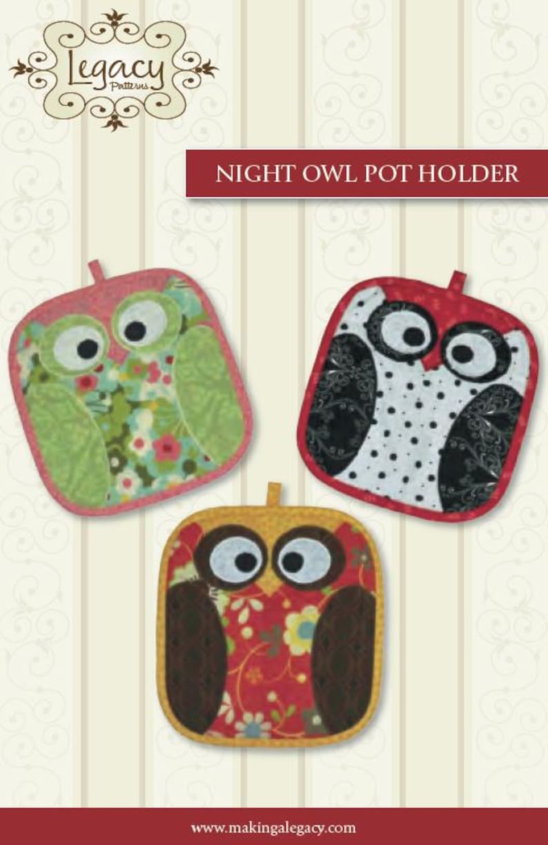 Night Owl Pot Holder - Kitchen Pot Holder - Owl Gift - Applique ...