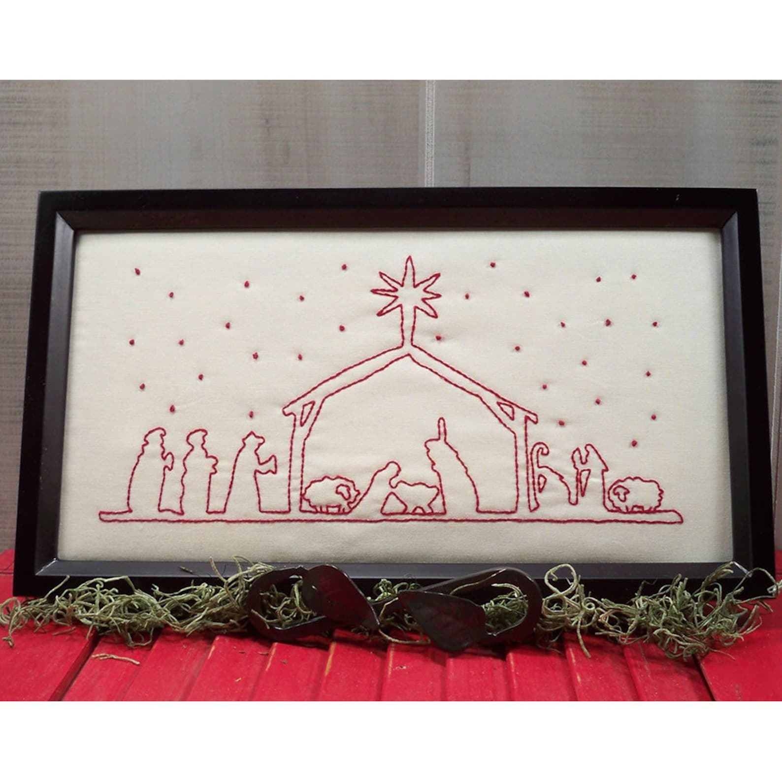 Christmas Redwork Nativity Stitchery - Christmas Embroidery - Sewing ...