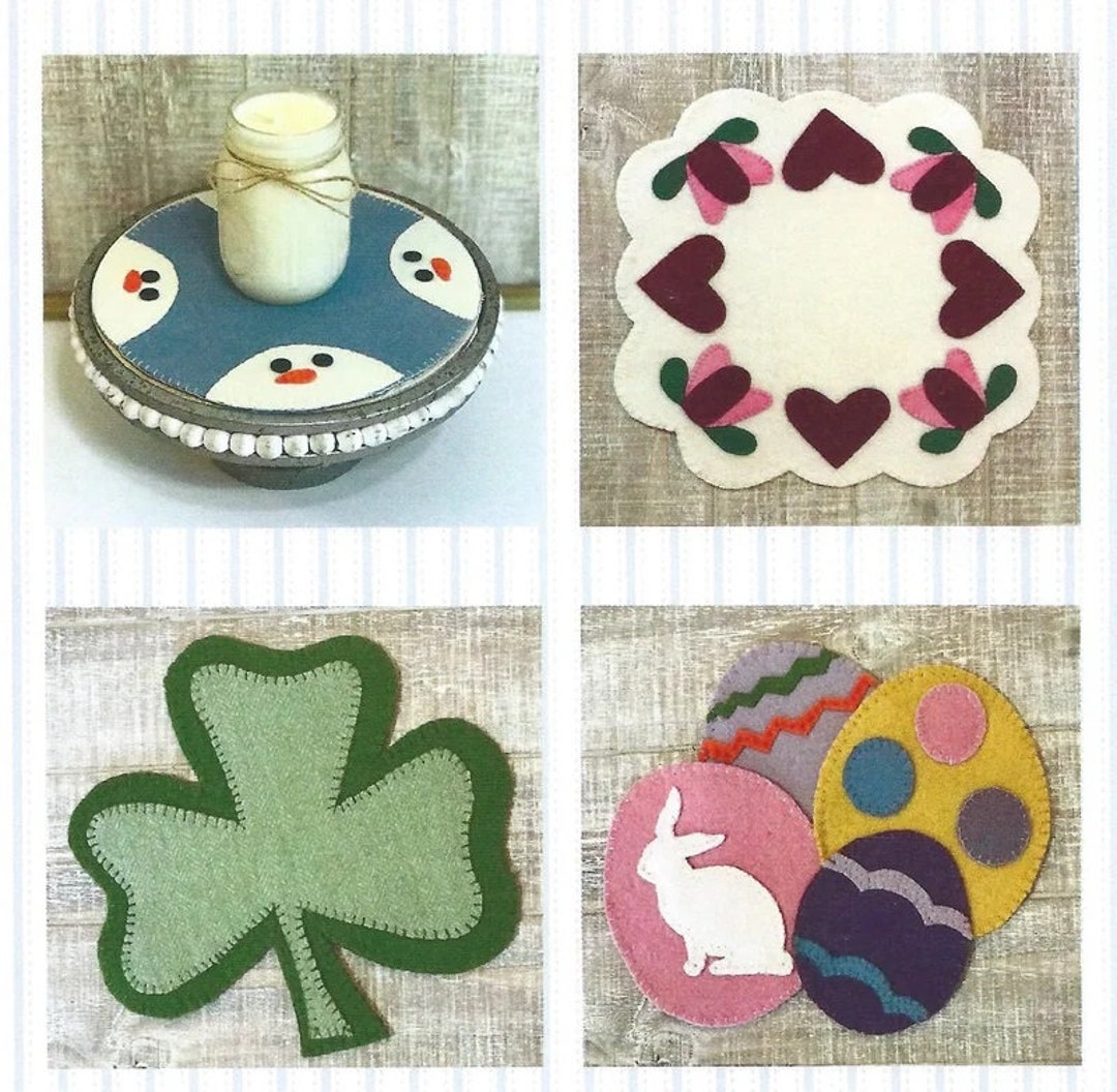 Wooly Mats 1 Wool Applique - Applique Seasonal Candle Mat Pattern ...