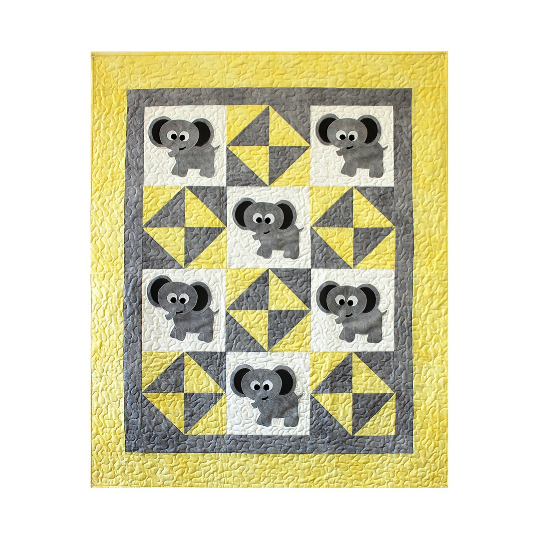 Ellie Elephant Baby Quilt - Applique Animal Pattern - Baby Gift - Craft ...