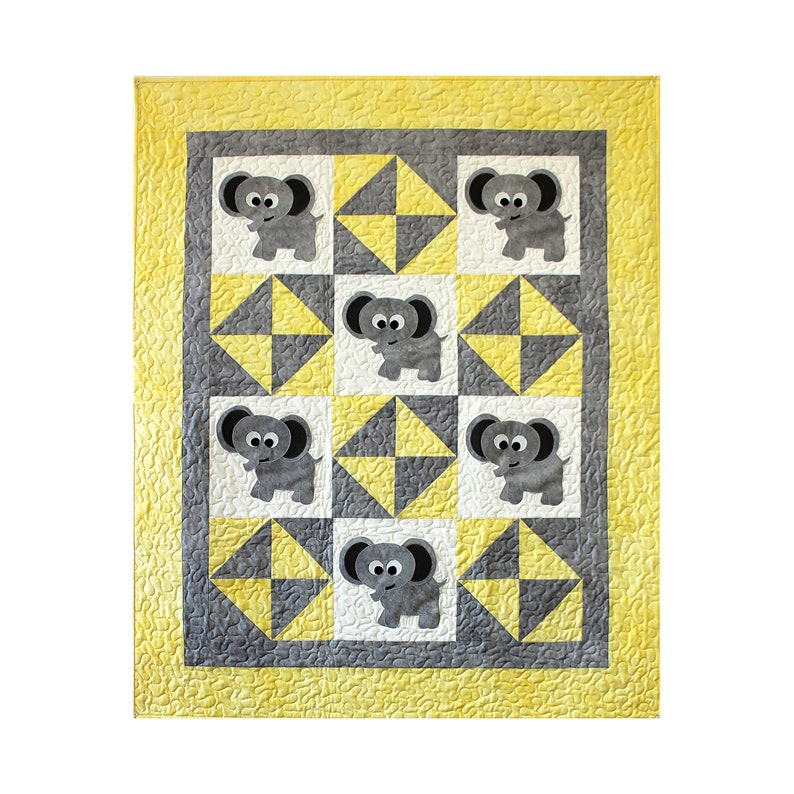 Ellie Elephant Baby Quilt - Applique Animal Pattern - Baby Gift - Craft ...