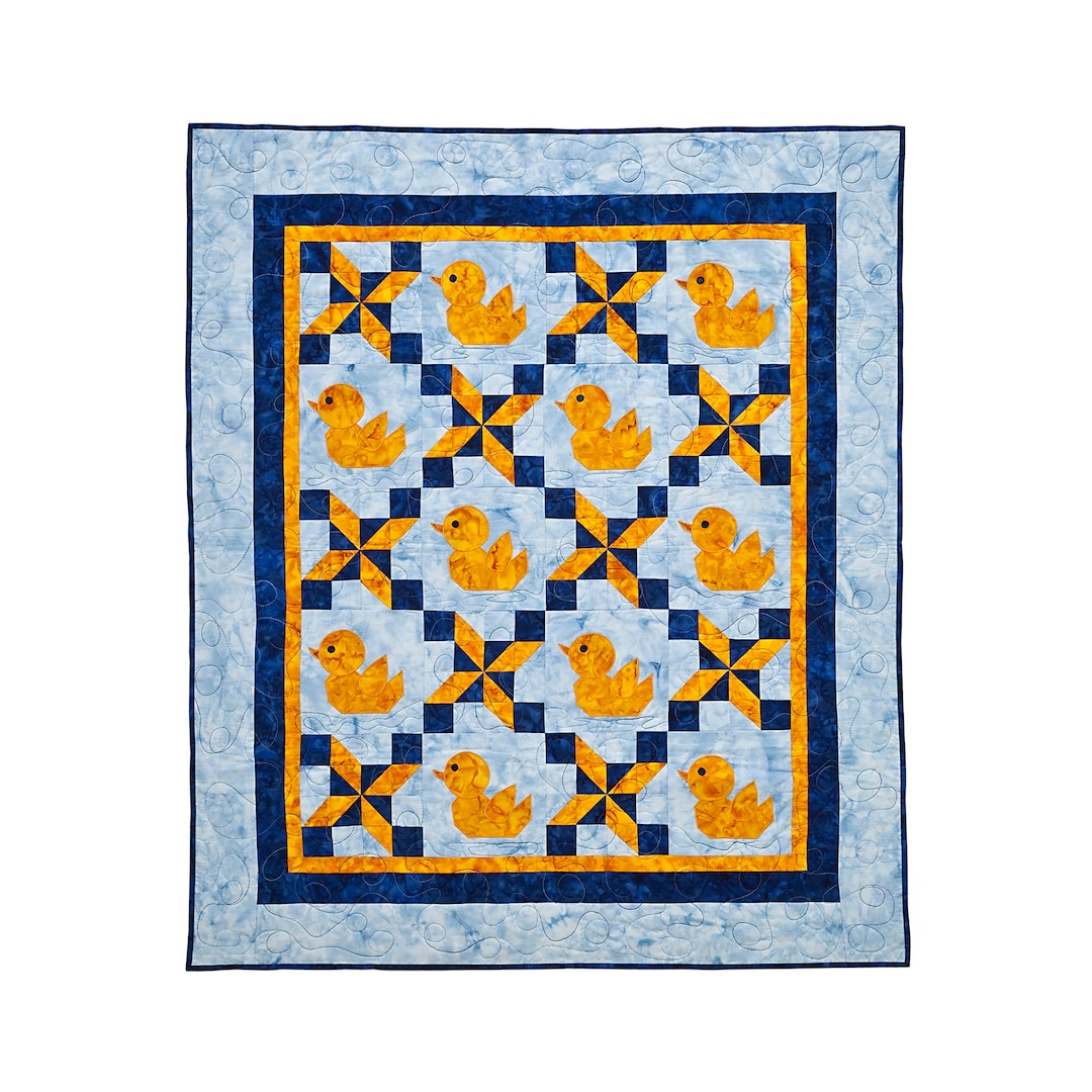 Little Rubber Ducky Baby Quilt - Applique Animal Pattern - Baby Gift ...