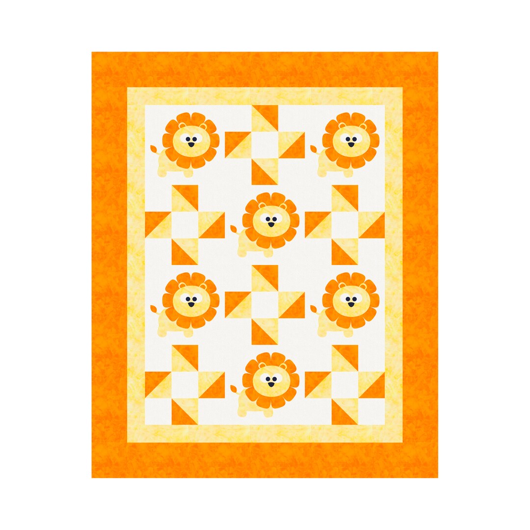 Leo the Lion Baby Quilt - Applique Animal Pattern - Baby Gift - Craft ...