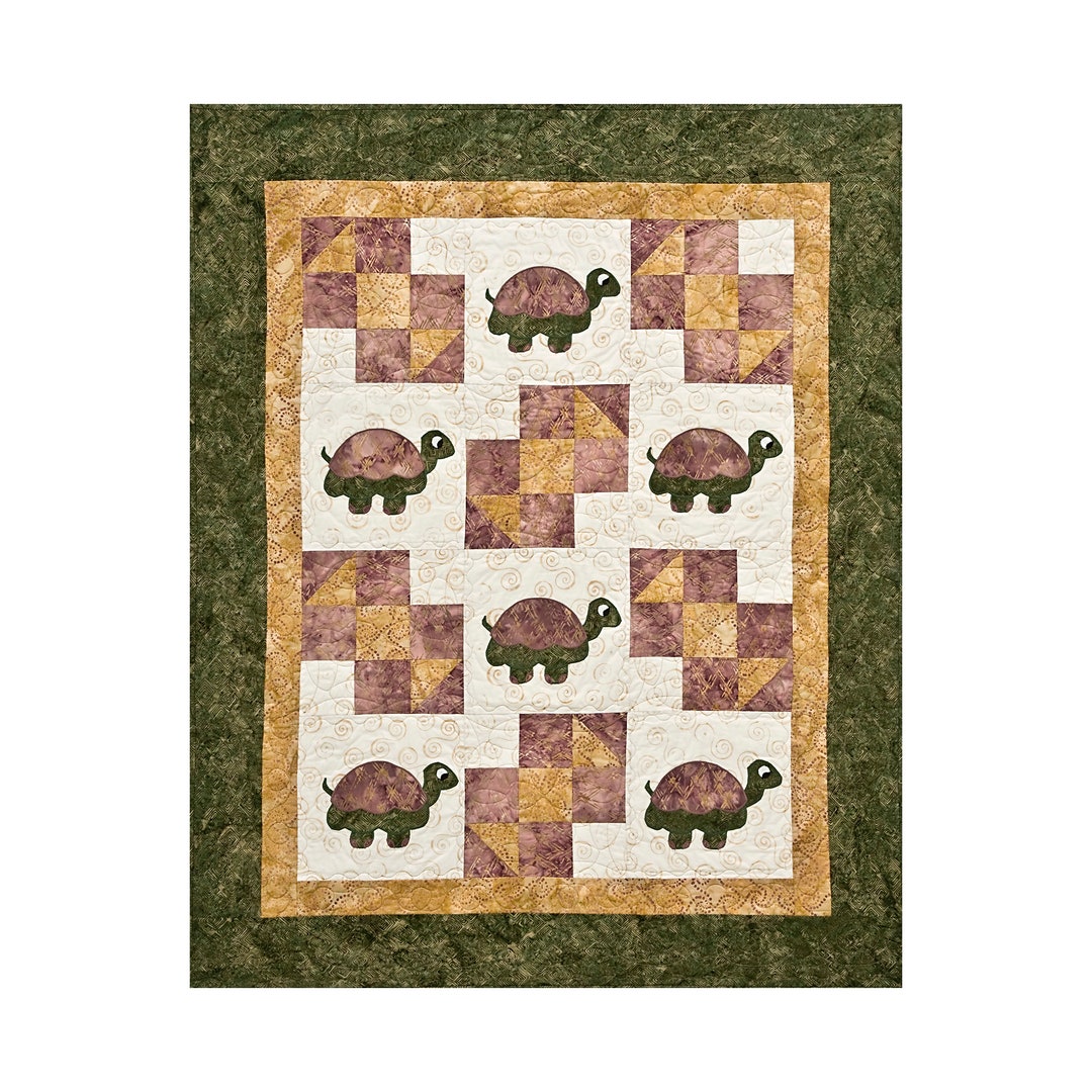 Turtle Baby Quilt - Applique Animal Pattern - Baby Gift - Craft Pattern ...