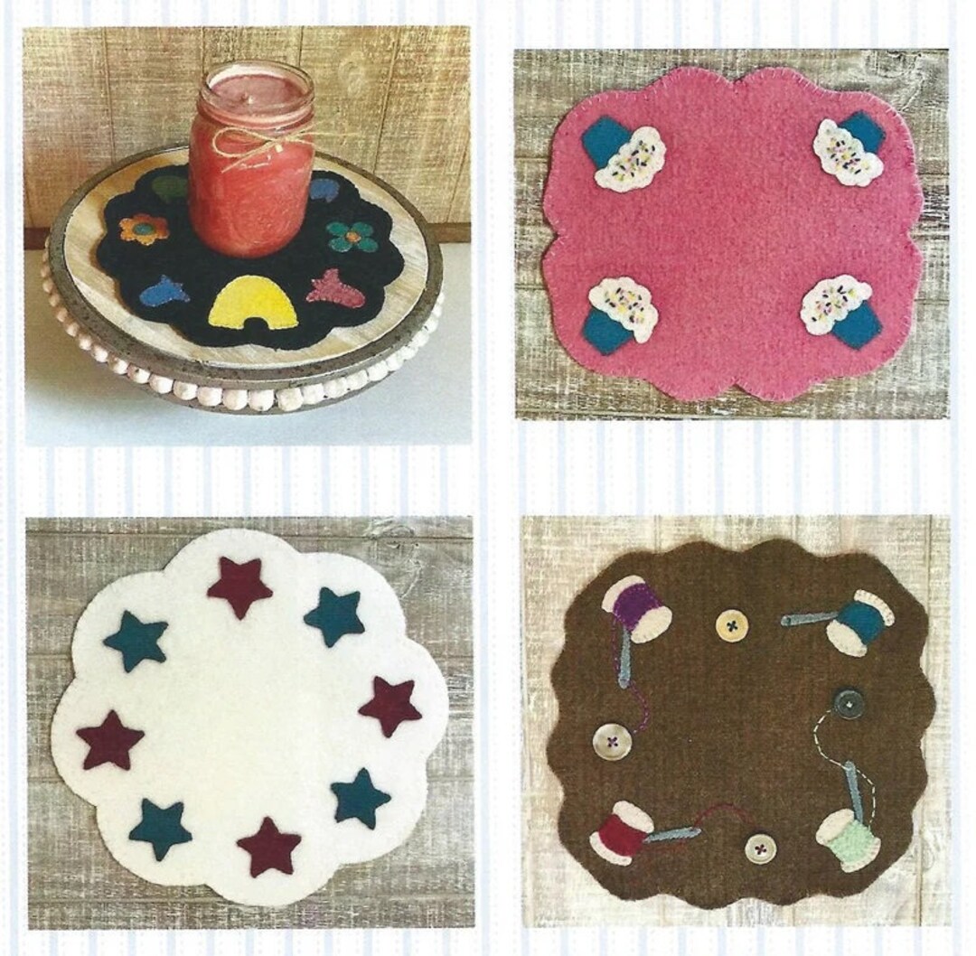 Wooly Mats 2 Wool Applique - Applique Seasonal Candle Mat Pattern ...