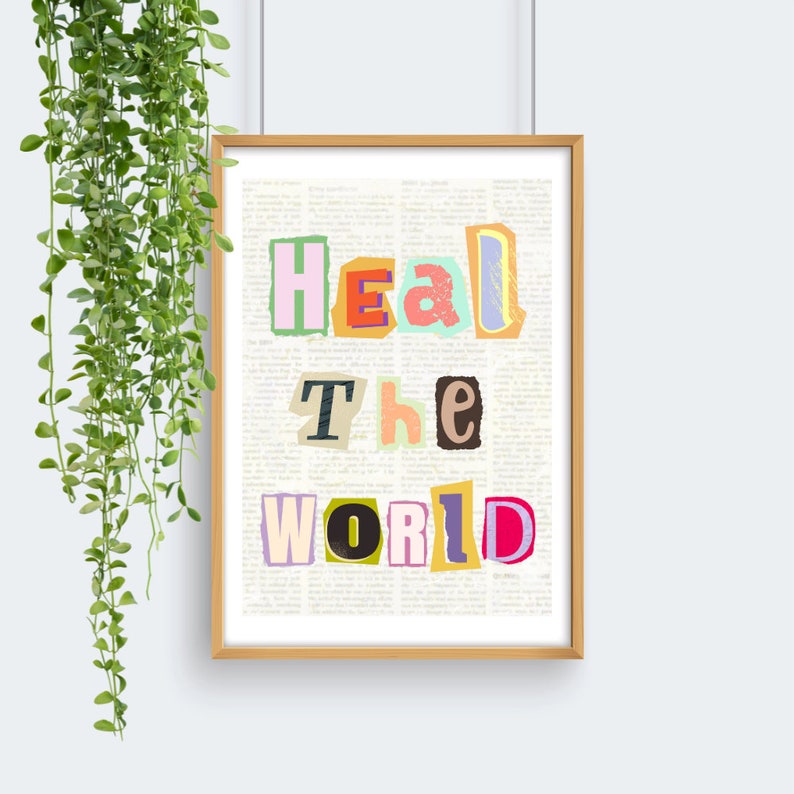Heal the World Poster - Peaceful Activist Art, Eco-friendly Classroom ...