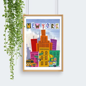 Colorful New York City Printable Poster – Bright NYC Pop Art Print ...