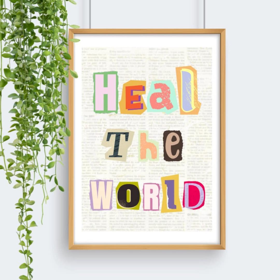 Scrapbook Heal the World Poster for Wall Art, Peaceful Activist Protest ...