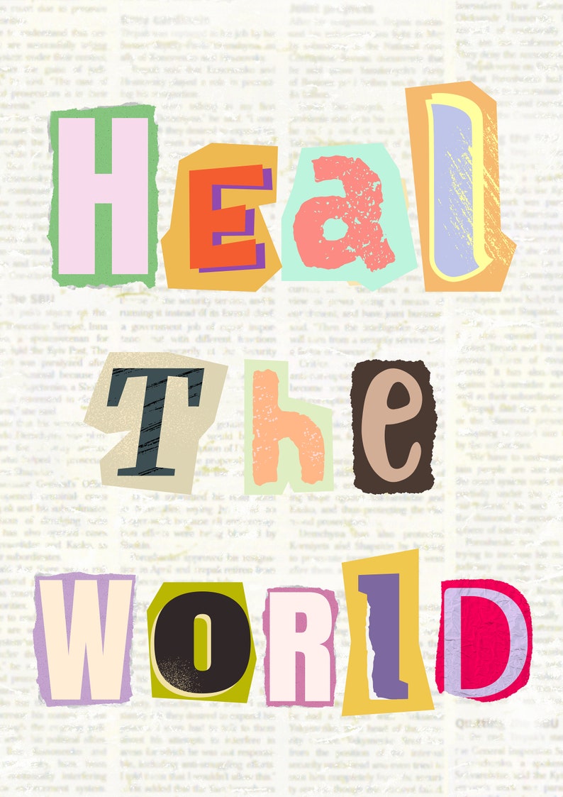 Heal the World Poster - Peaceful Activist Art, Eco-friendly Classroom ...