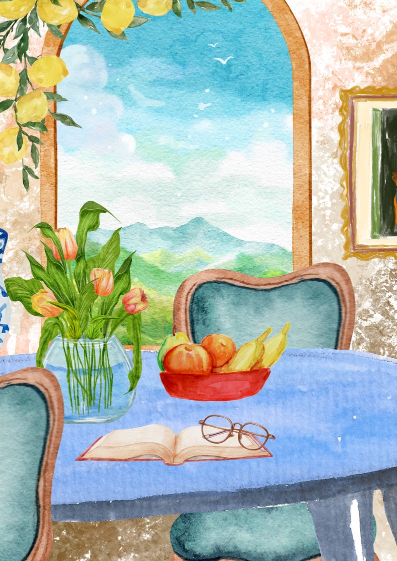 Charming Still Life Print, Cozy Table and Window Scene - Home Decor - Etsy