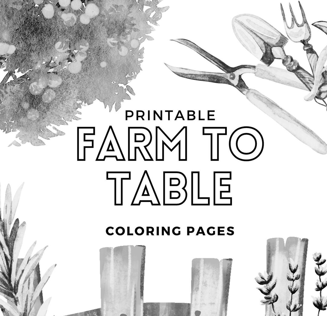 Printable 'farm to Table' Inspired Coloring Pages - Etsy