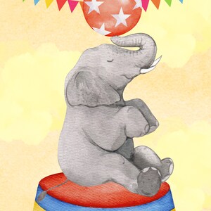 Cheerful Elephant Poster, Vibrant Circus Theme Print for Children's ...