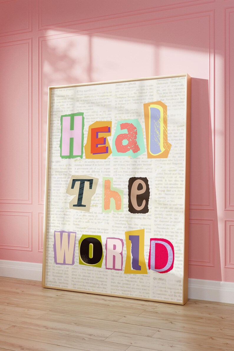 Heal the World Poster - Peaceful Activist Art, Eco-friendly Classroom ...