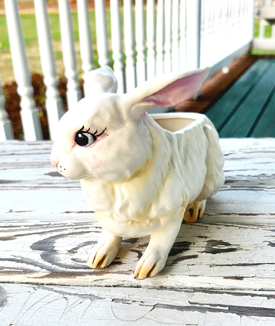 Vintage Lefton Rabbit Planter, Eat More Jelly Beans, Vintage Rabbit ...