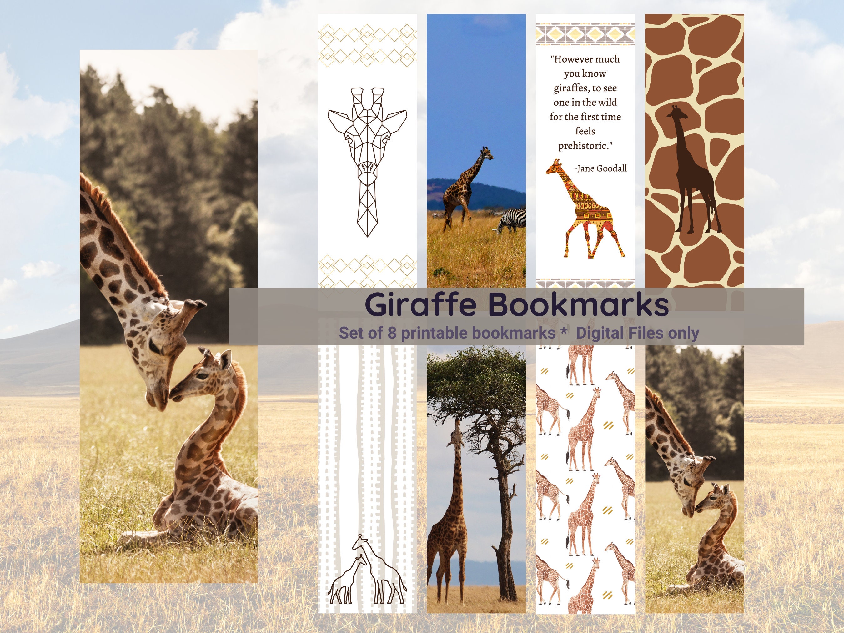 Printable Giraffe Bookmarks, Giraffe Love, African Animal Beauty From ...