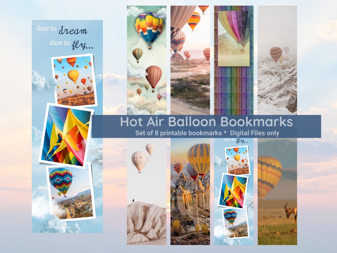 Hot Air Balloon Printable Bookmarks, Colorful Print and Cut Book Mark ...
