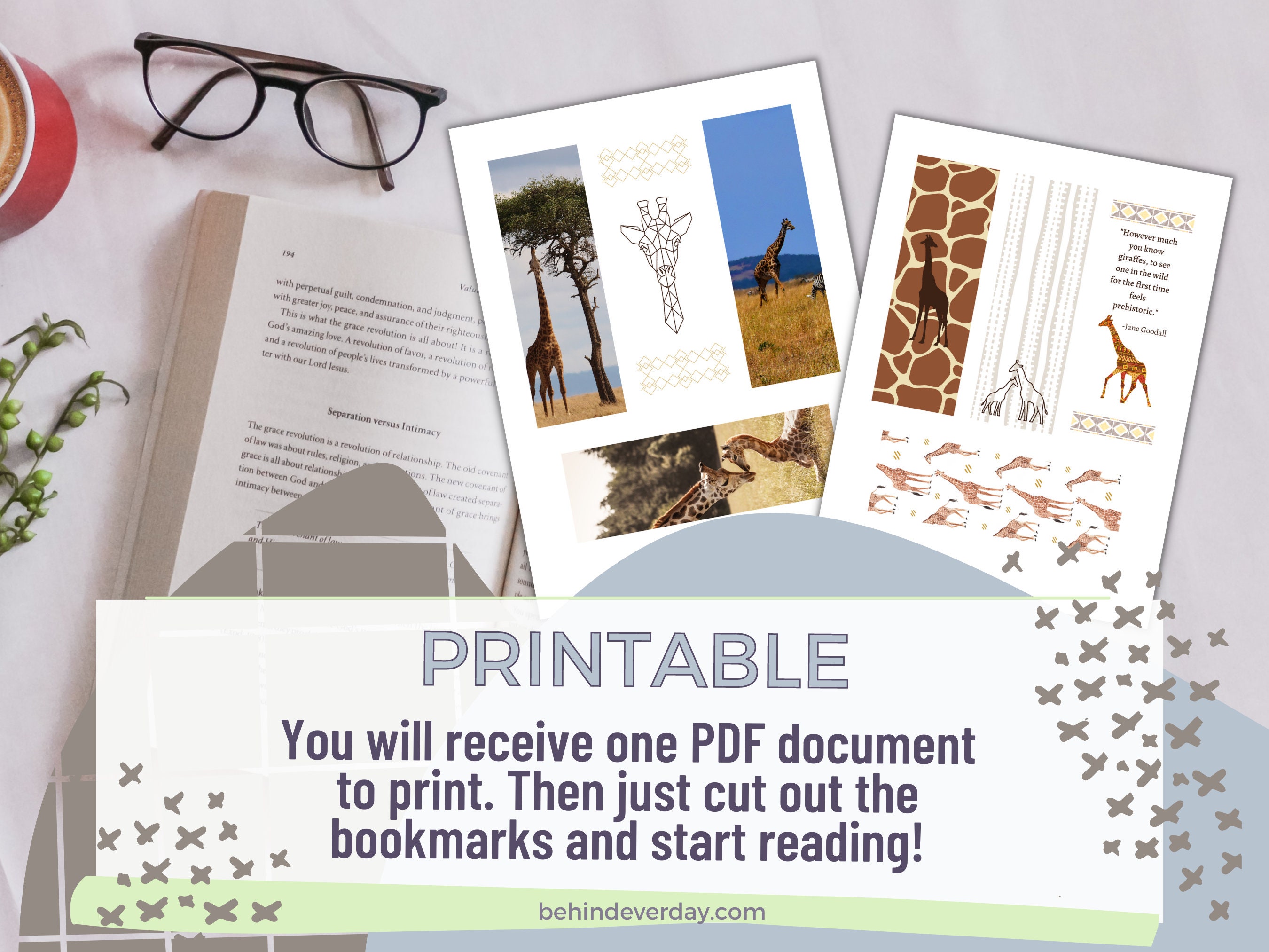 Printable Giraffe Bookmarks, Giraffe Love, African Animal Beauty From ...