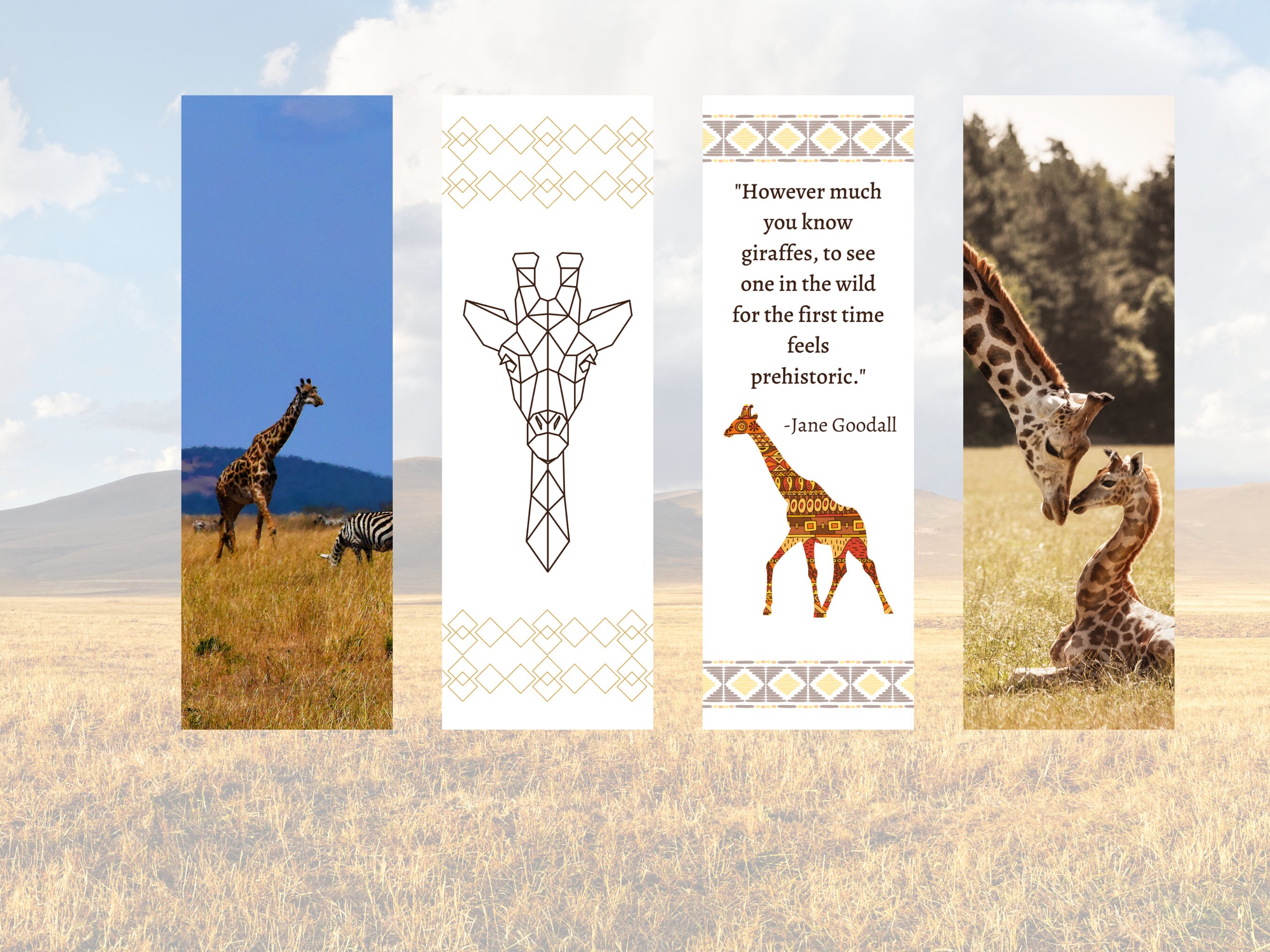 Printable Giraffe Bookmarks, Giraffe Love, African Animal Beauty From ...