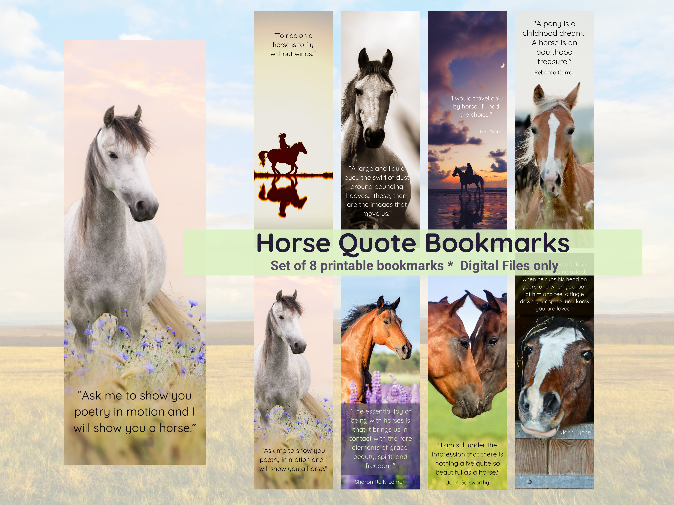 Horse Quote Bookmarks, Year of the Horse, Printable Set (digital ...