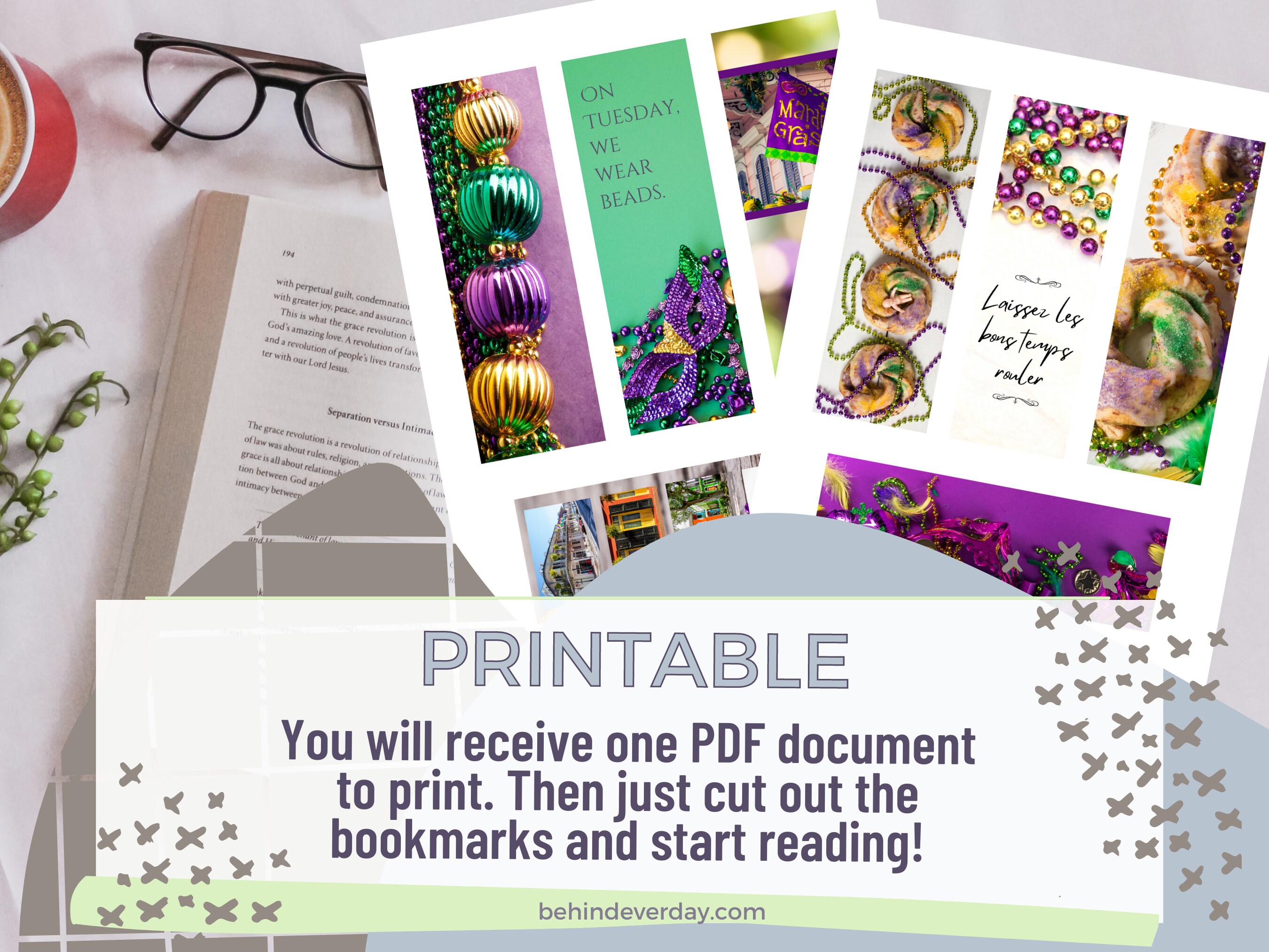 Mardi Gras Printable Bookmarks, Digital Bookmark, Mardi Gras Traditions ...
