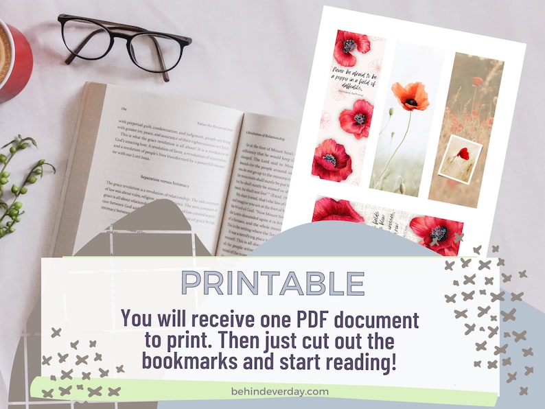 Poppy Printable Bookmarks, Set of Four, Instant Download - Etsy