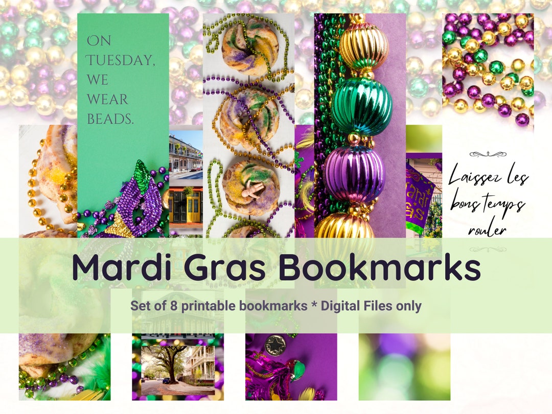 Mardi Gras Printable Bookmarks, Digital Bookmark, Mardi Gras Traditions ...
