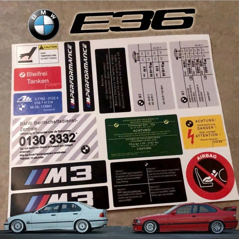 Decal Set Stickers for BMW E36 3 SERIES All Models Best Quality - Etsy