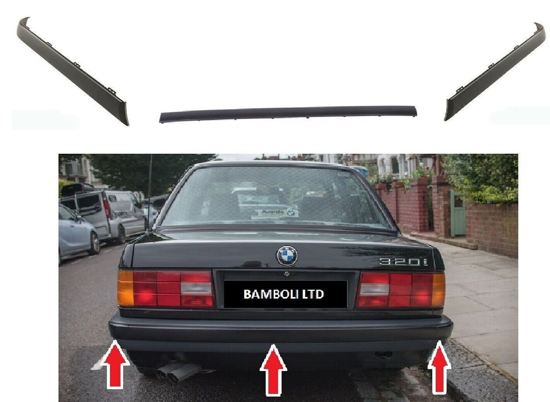 Rear Bumper Trim Molding Set for Bmw E30 Euro Late Plastic 316 318 320 ...