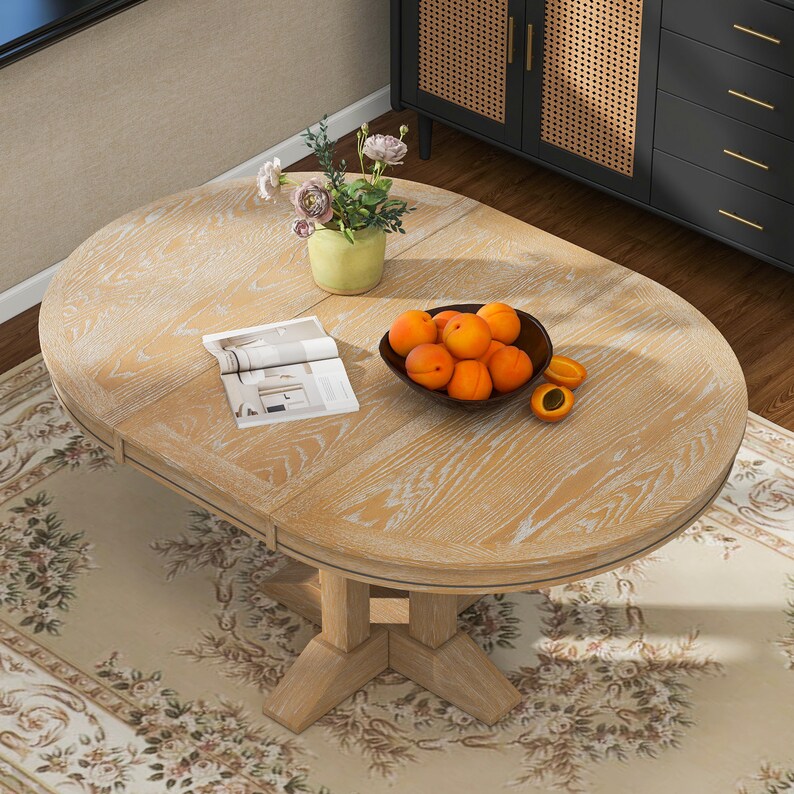 Round Extendable Dining Table Rustic Dining Table Large Round Dining ...