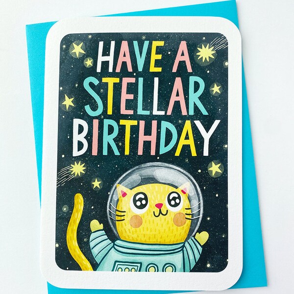 Space Birthday Card - Etsy
