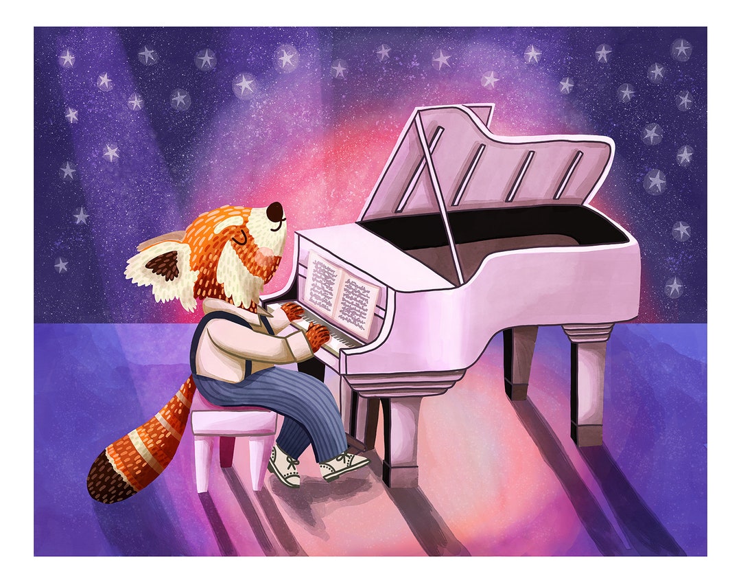 Red Panda Piano Recital - Cute Red Panda Print Grand Piano Stage Cute ...