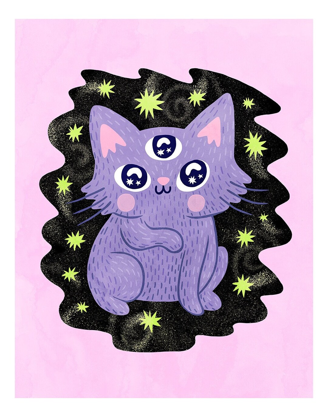 Galaxy Cat - Cute Cat Print Cat Lady Art Space Cat Art Print Cat ...