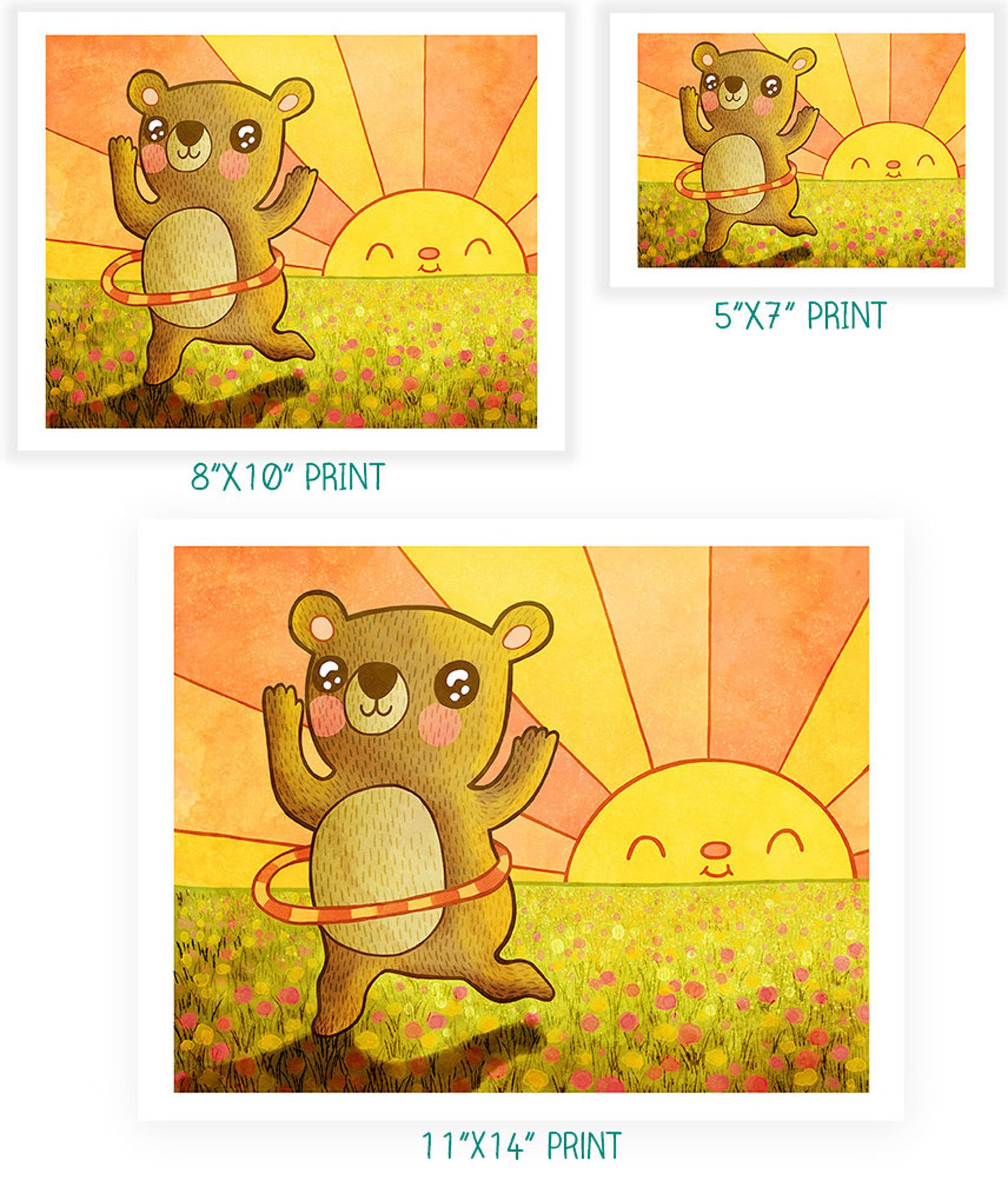 Hula Bear Bear Print Nursery Art Bear Art Hula Hooping Art - Etsy