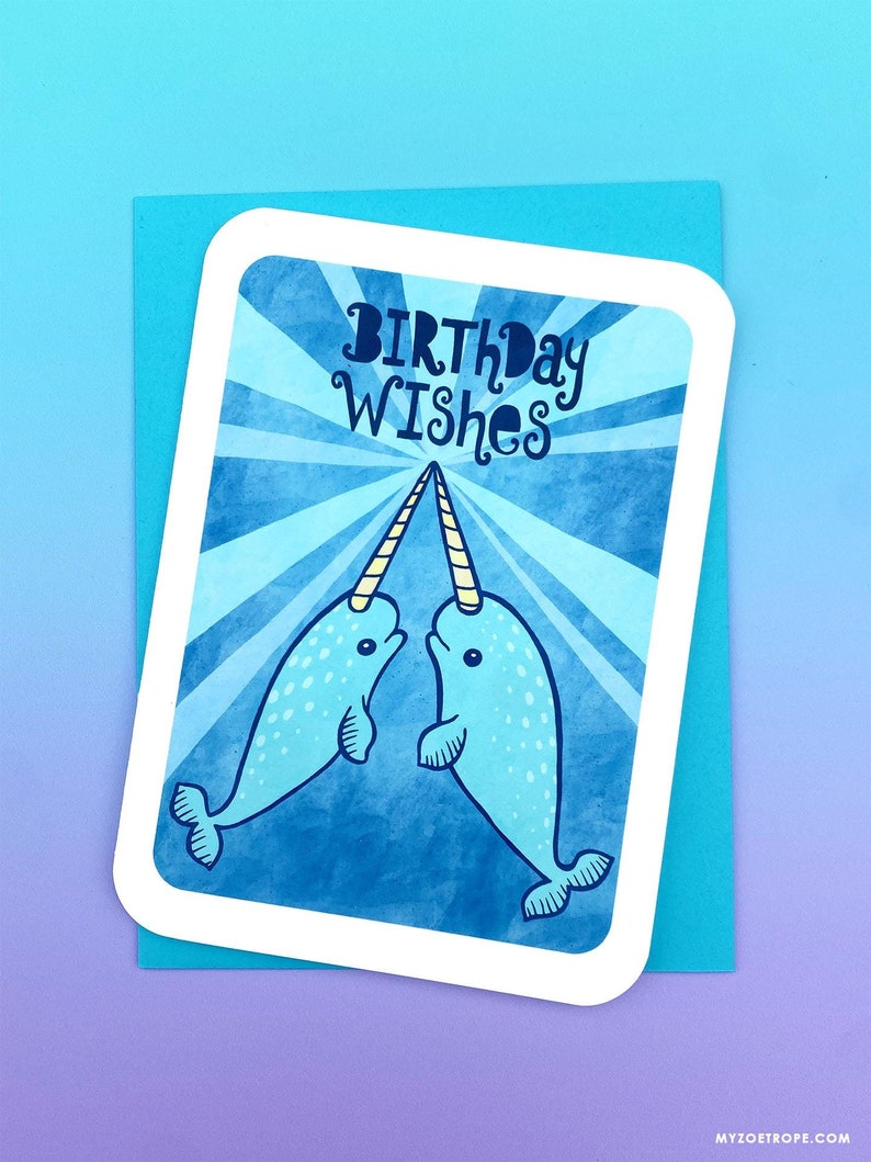 Happy Birthday Narwhal Wishes - Funny Birthday Card - Etsy