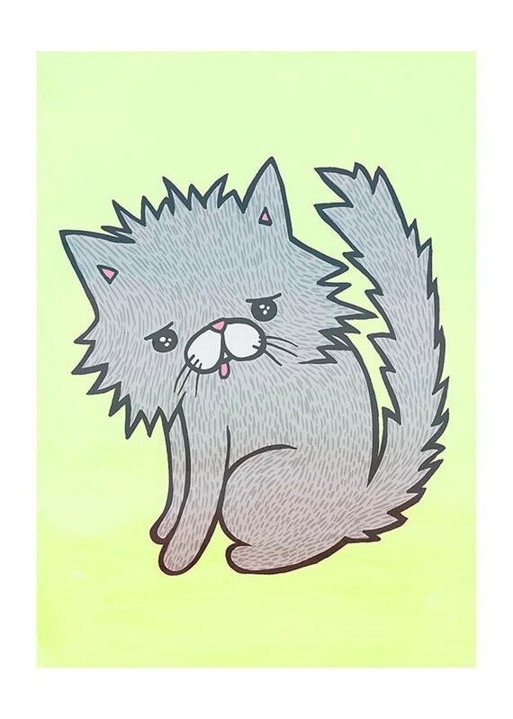 Items similar to Grumpy Cat 5x7 Illustration Print on Etsy