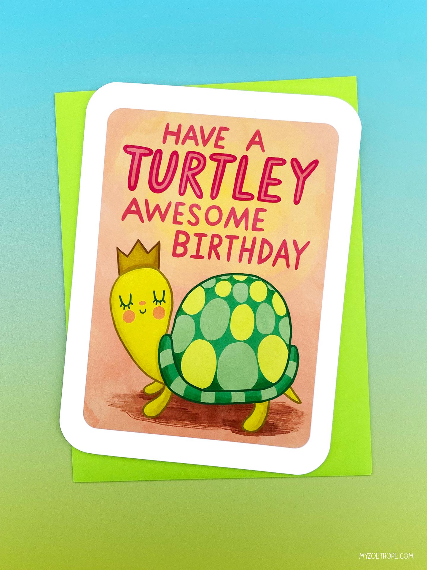 Turtle Birthday Card: Funny Pun Card for Friend Turtley - Etsy