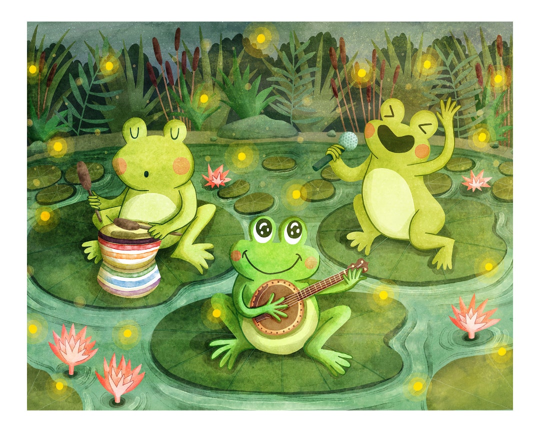 Frog Pond Band Art Print: Musical Animal Illustration - Etsy