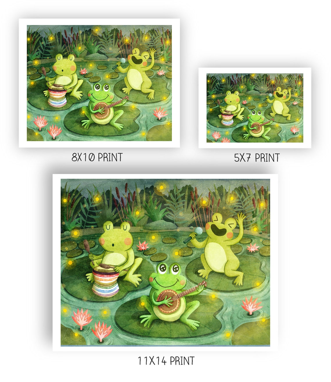 Frog Pond Band Art Print: Musical Animal Illustration - Etsy