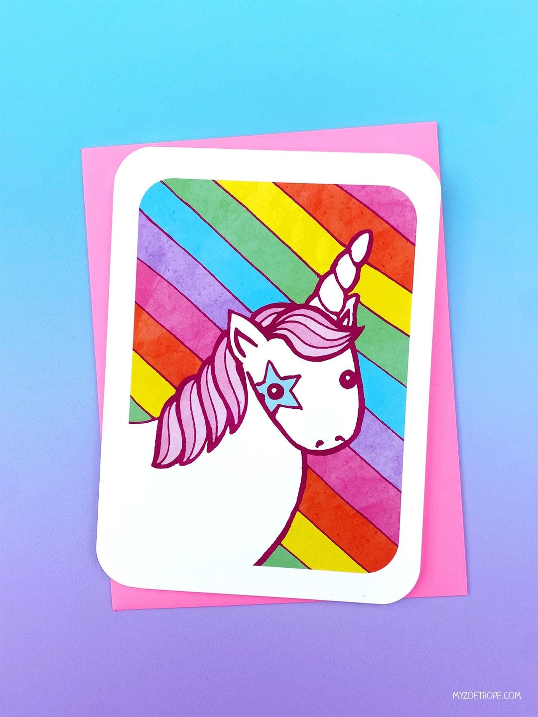 Unicorn Rainbow Magic Notecard - Etsy