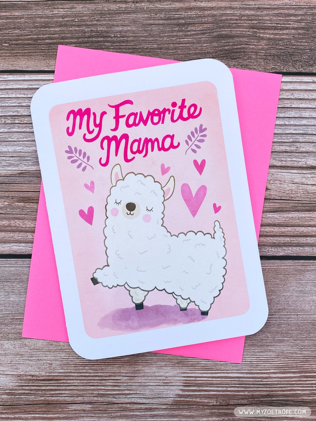Funny Mama Llama Mother's Day or Birthday Card: My Favorite - Etsy