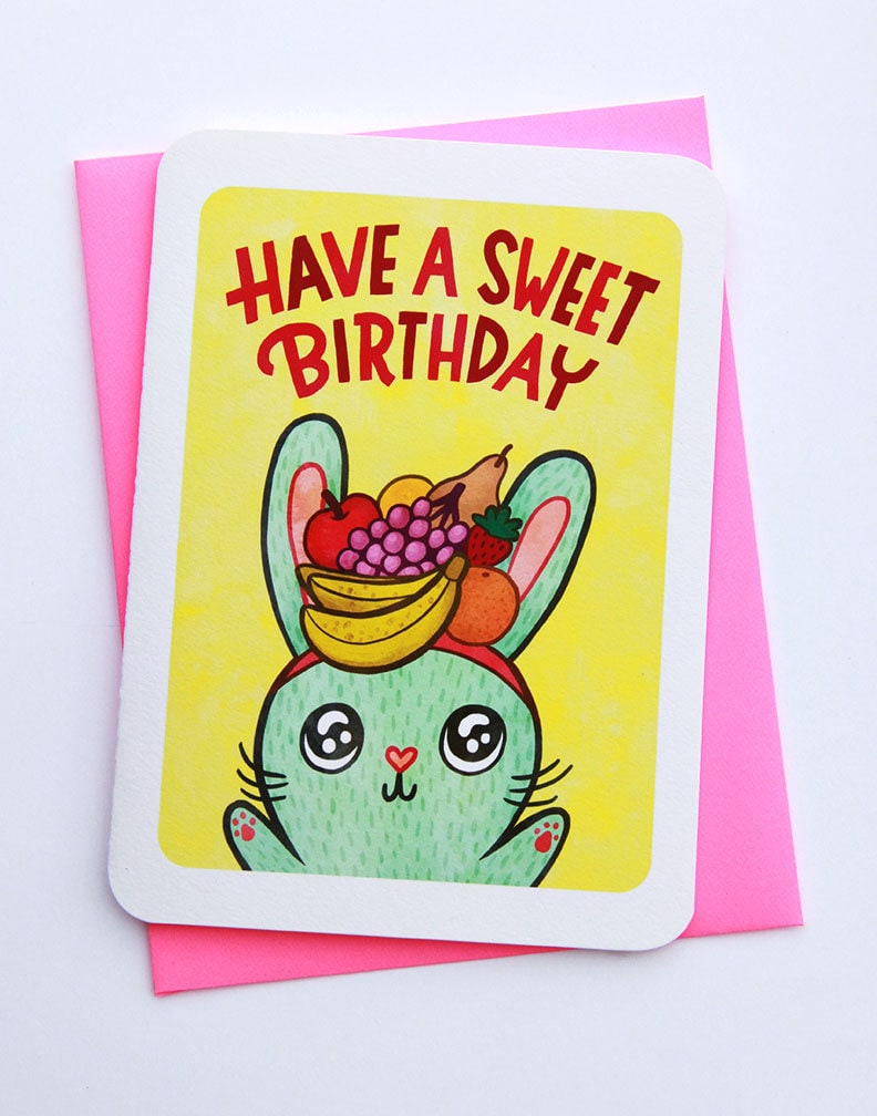 Have a Sweet Birthday Bunny cute birthday card for kid friend | Etsy