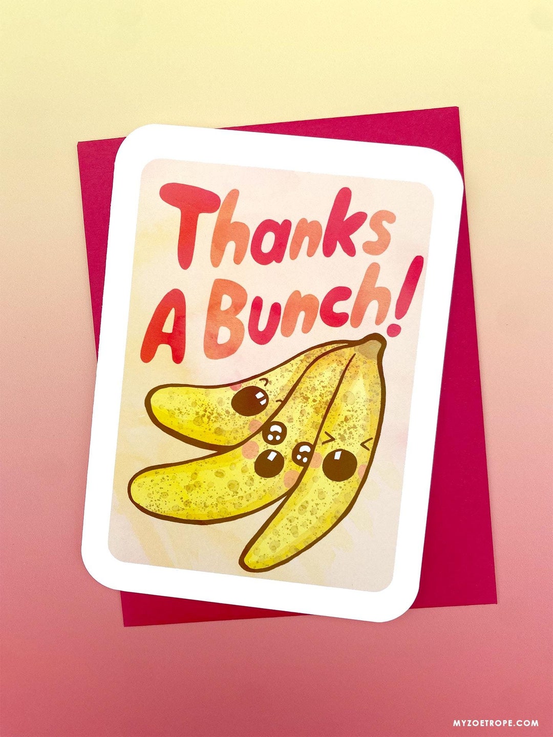Thanks a Bunch Bananas - Cute Thank You Card Appreciation Card ...