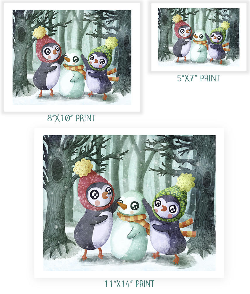 Winter Penguin Art - Cute Penguin Print Arctic Nursery Art Cute Penguin ...