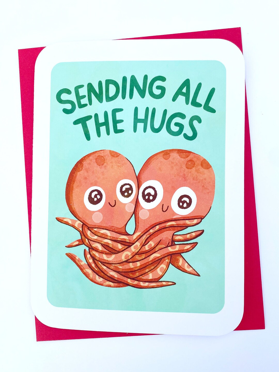 Sending All the Hugs Cute Missing You Card Octopus Hugging Card Long ...