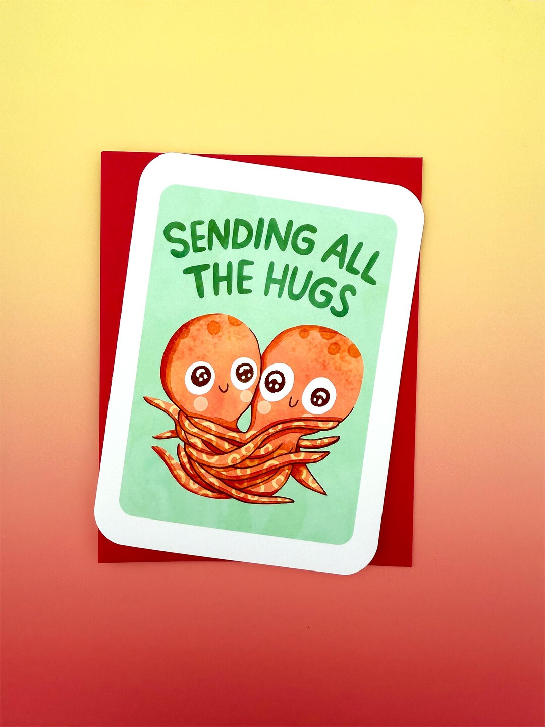 Sending All the Hugs - Cute Missing You Card Octopus Hugging Card Long ...