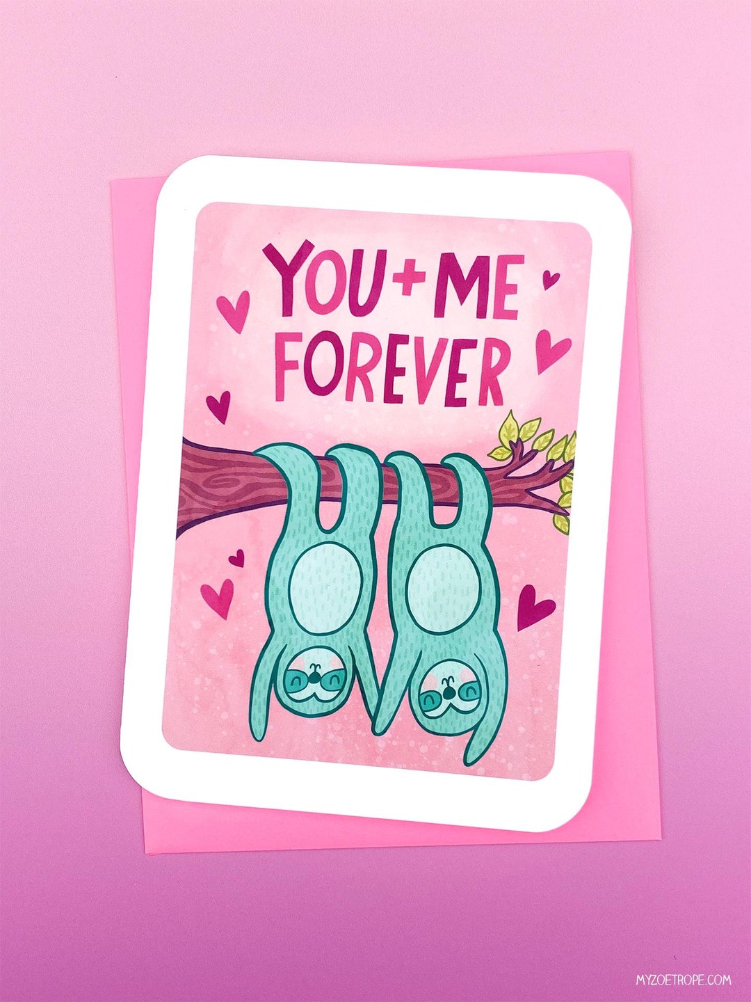 Sloth Valentine's Day Card: You + Me Forever Anniversary Card - Etsy