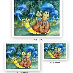 Romantic Ride - Cute Frogs in Love Print Cute Animals Adventure Snails ...
