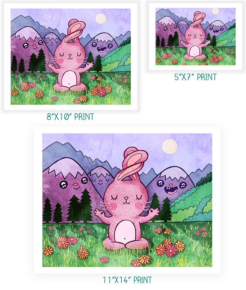 Bunny Yoga Bunny Print Nursery Art Bunny Art Yoga Art | Etsy